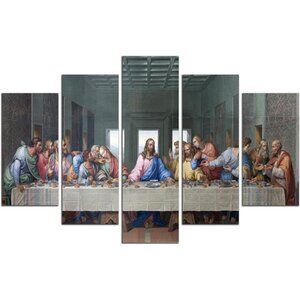 Art | 5 Piece Large Size The Last Supper By Leonardo Da Vinci Classic ...